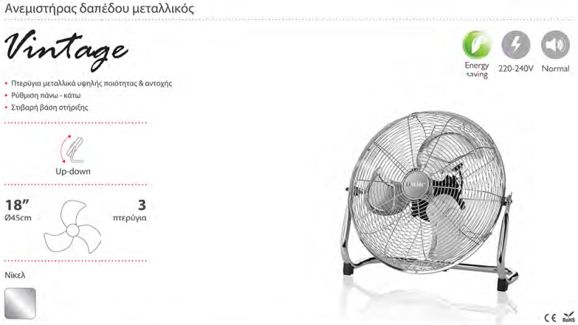 Proton Power & Light - Ανεμιστηρας Δαπεδου 18" Μεταλλικός 100W 3 ...